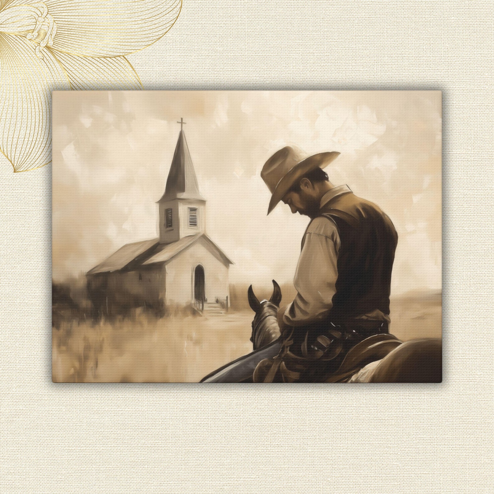 Faithful Cowboy Christian Canvas Print Christian Praying Cowboy Oil ...
