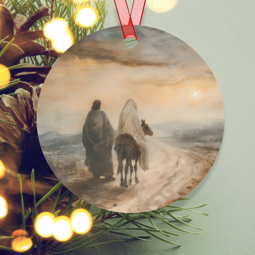 Mary and Joseph's Journey to Bethlehem Ornament Christian Christmas Art ...