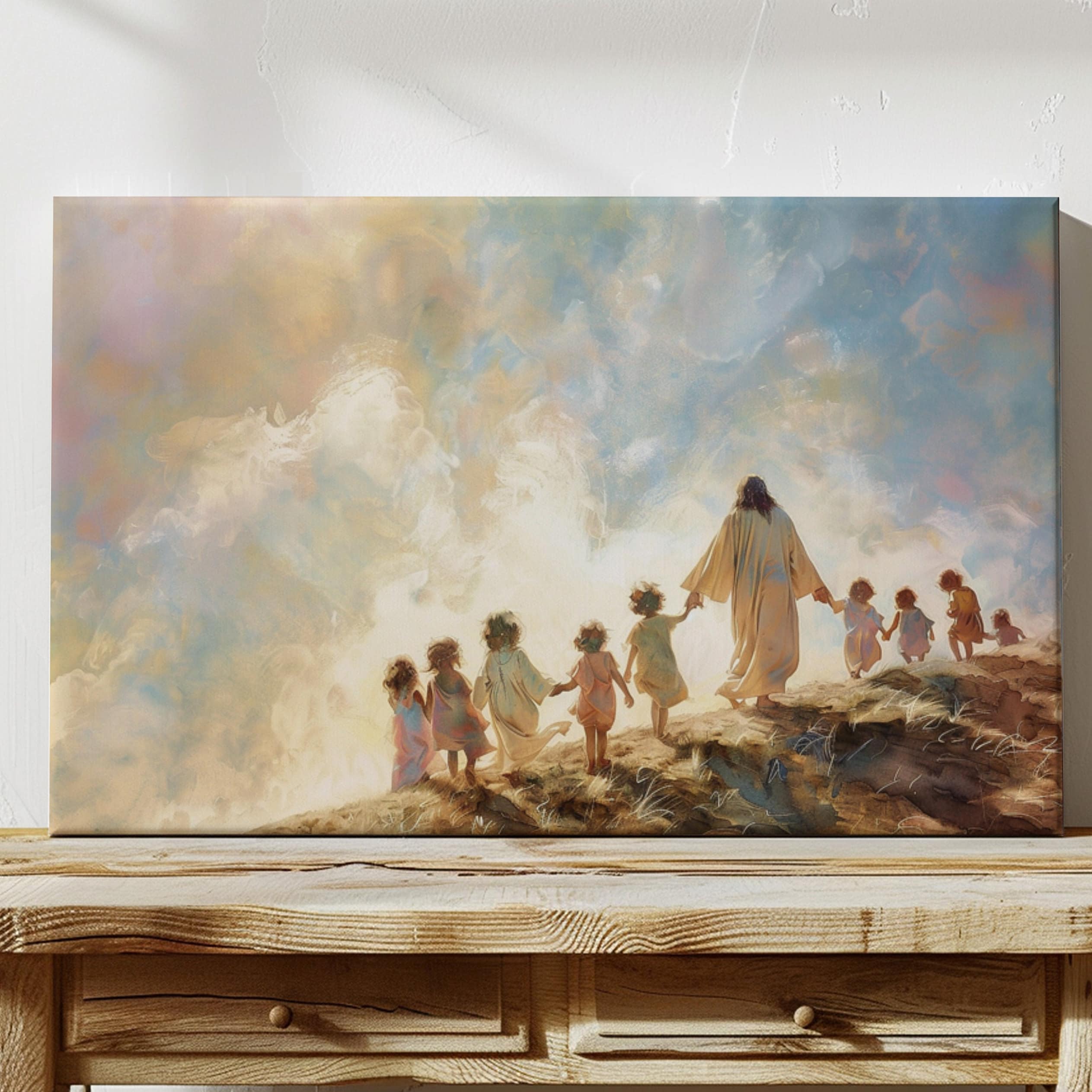 Heavenly Stroll Children and Christ Canvas Jesus Christ and Children ...