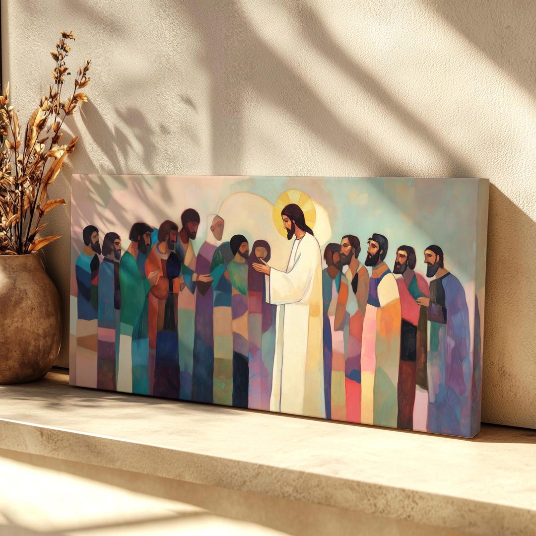 Long Horizontal Canvas Christ Teaching Followers Kandinsky Inspired ...