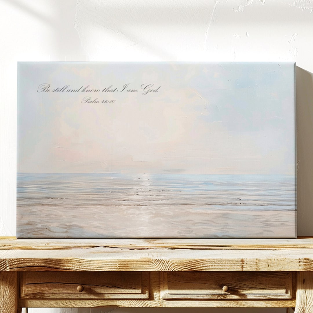 Psalm 46:10 Calm Ocean Canvas Christian Verse Ocean Oil Painting Canvas ...
