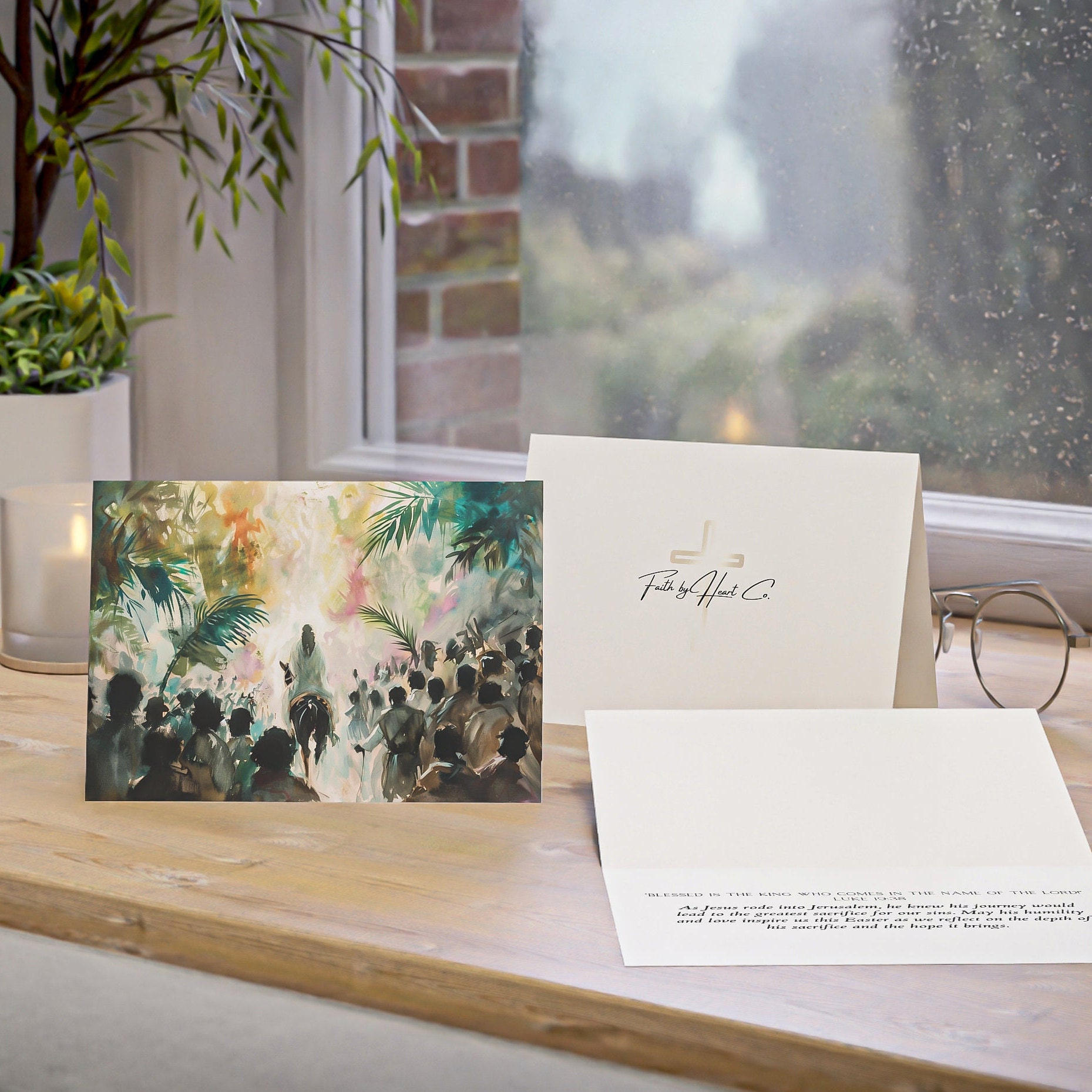 Jesus on Donkey Easter Greeting Cards Set, Christian Greeting Card Set ...