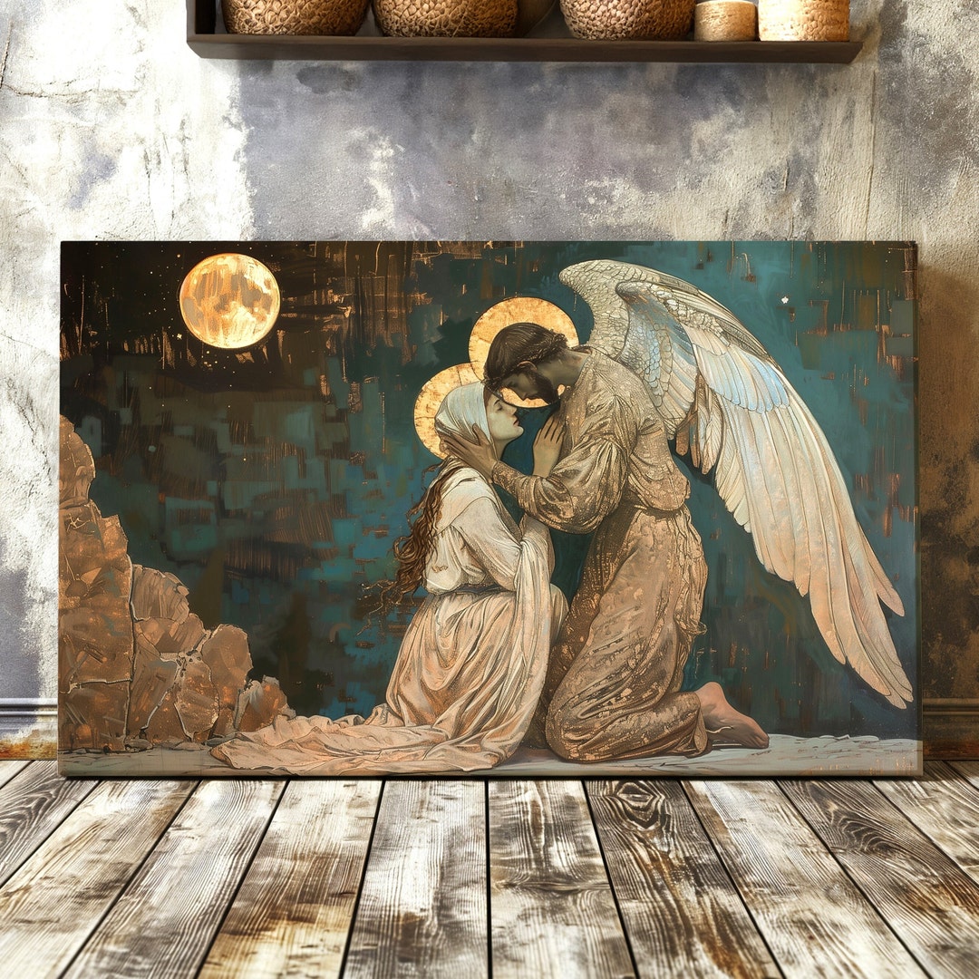 Mary and the Angel Gabriel Canvas Mary Visited by Angel Canvas Art ...
