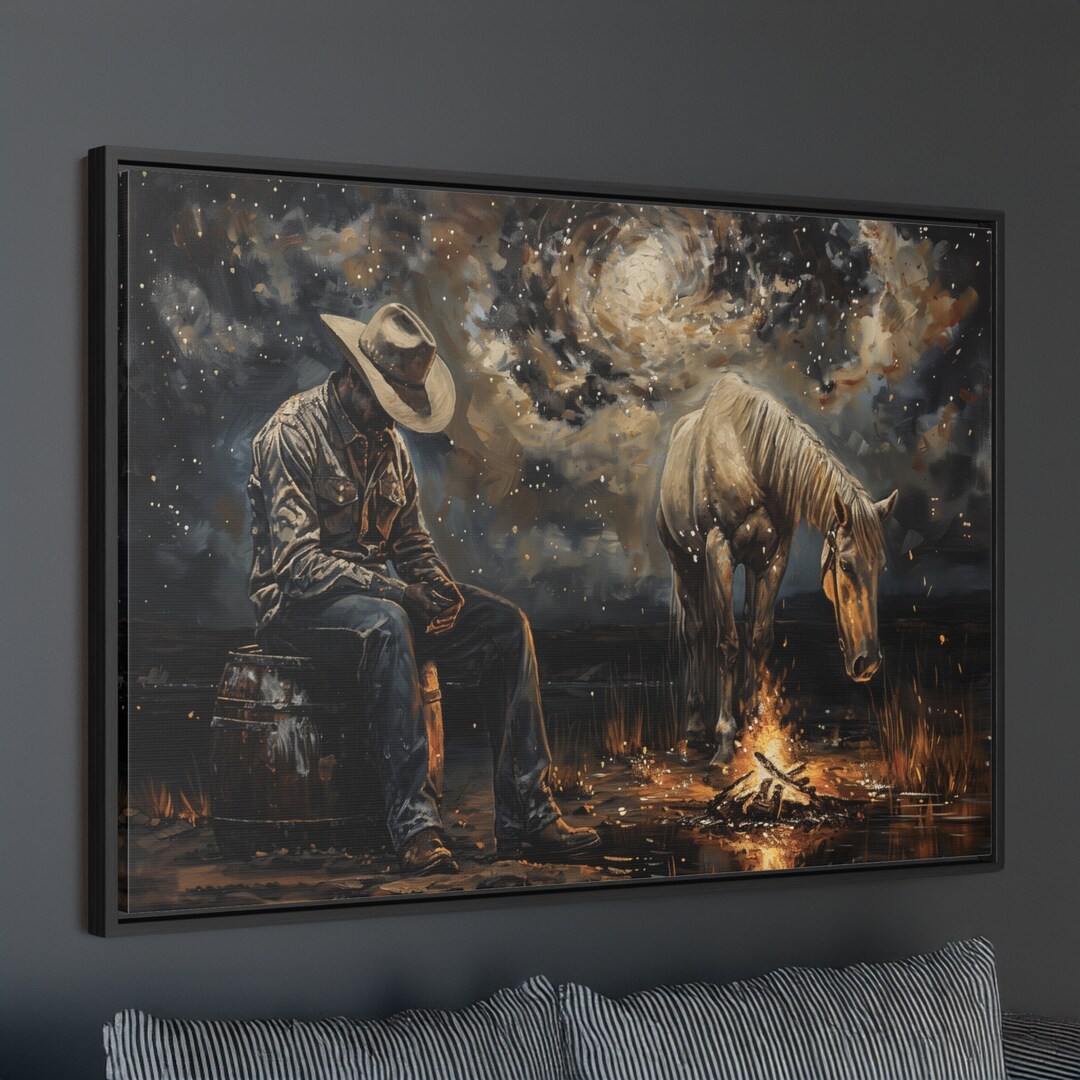 Praying Cowboy Christian Framed Canvas Cowboy Canvas Art Print ...