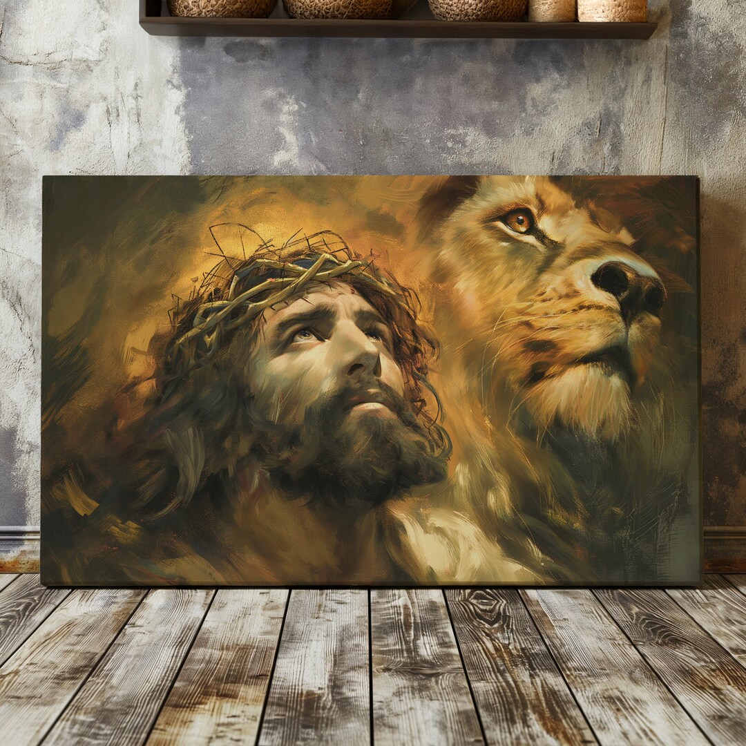Jesus Christ the Lion of Judah Canvas, Jesus With Crown of Thorns ...