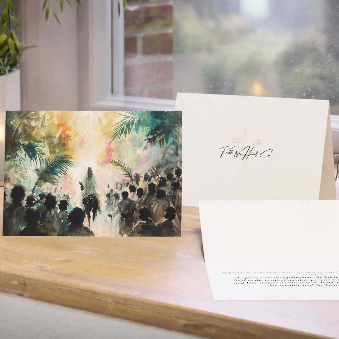 Jesus on Donkey Easter Greeting Cards Set, Christian Greeting Card Set ...