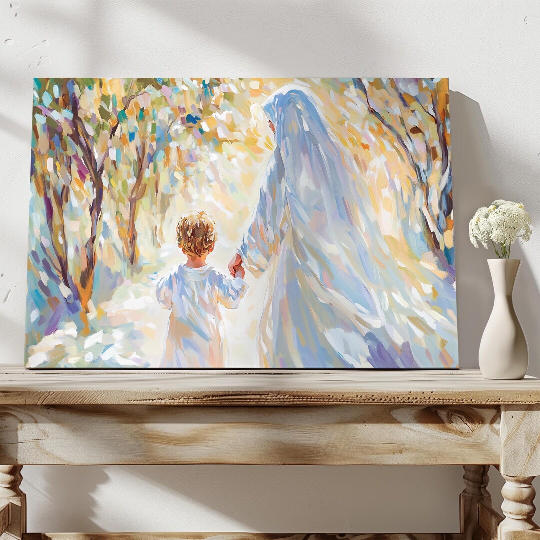 Jesus and Mother Mary Pastel Canvas Print Christian Canvas Christian ...