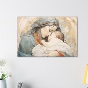 The Virgin Mary Holding Baby Jesus Gallery Wrapped Canvas Art ...