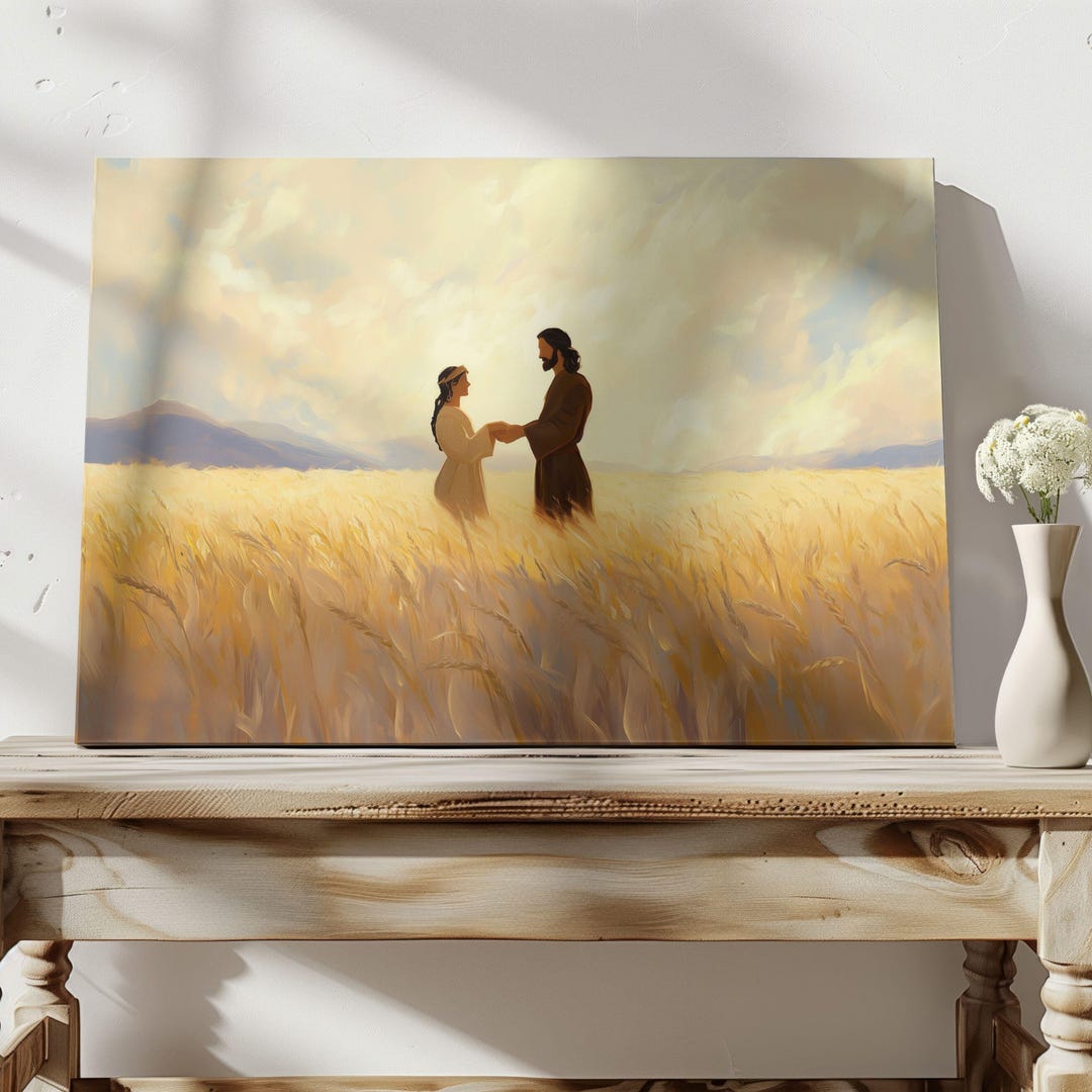 Ruth and Boaz Modern Christian Art Canvas Bible Love Story Romantic ...