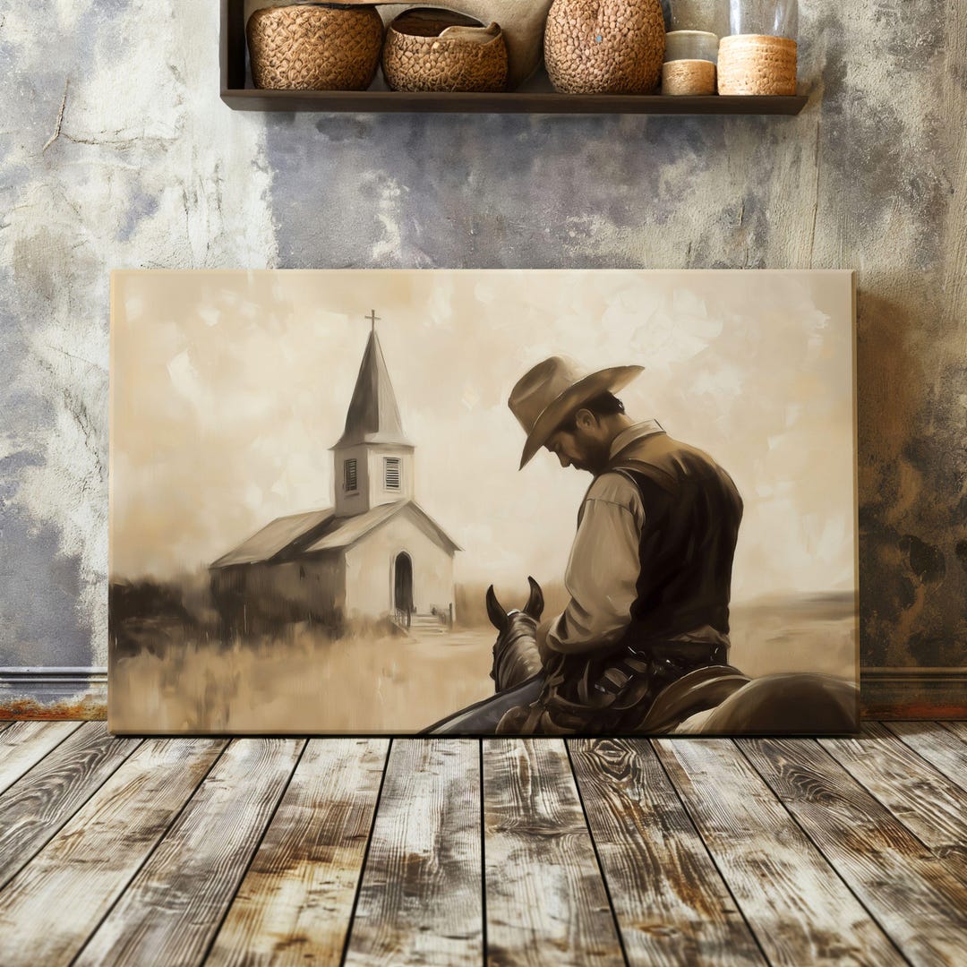 Faithful Cowboy Christian Canvas Print Christian Praying Cowboy Oil ...