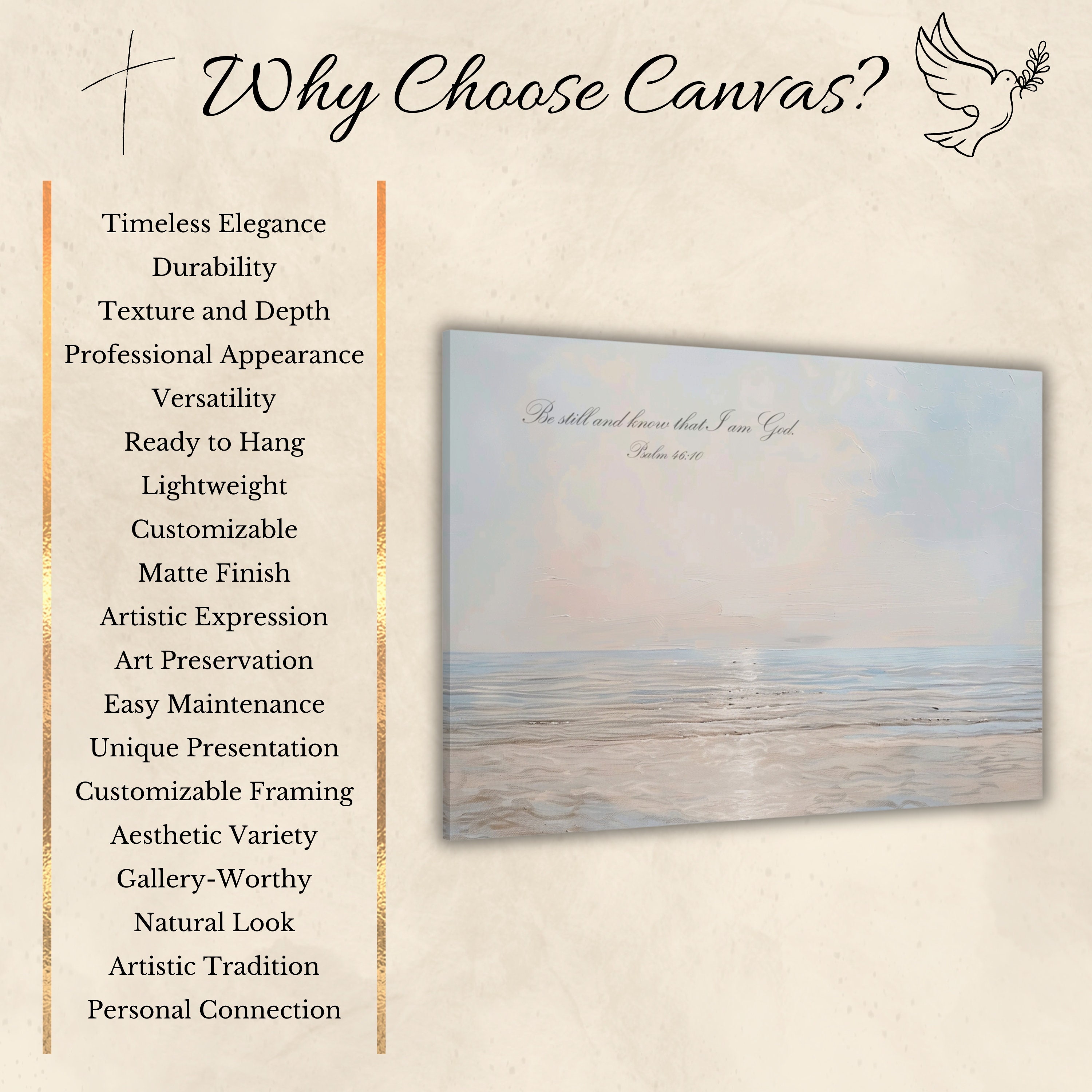 Psalm 46:10 Calm Ocean Canvas Christian Verse Ocean Oil Painting Canvas ...