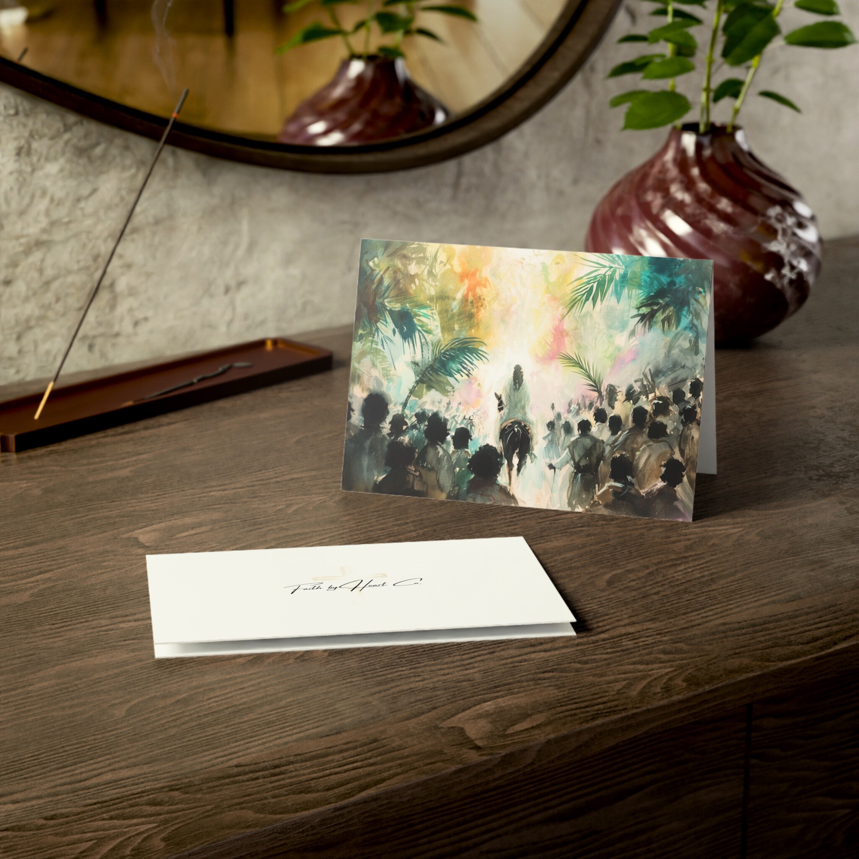 Jesus on Donkey Easter Greeting Cards Set, Christian Greeting Card Set ...