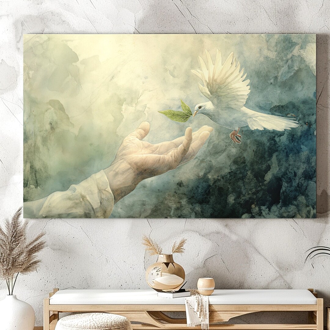 Peace Dove Gallery Wrapped Canvas, World Peace Christian Art, Olive ...