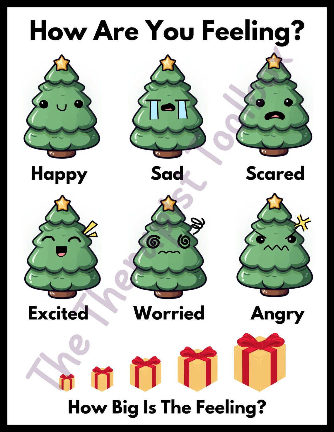 Christmas Feelings Chart, Emotions Chart, Play Therapy Tool, Counseling ...