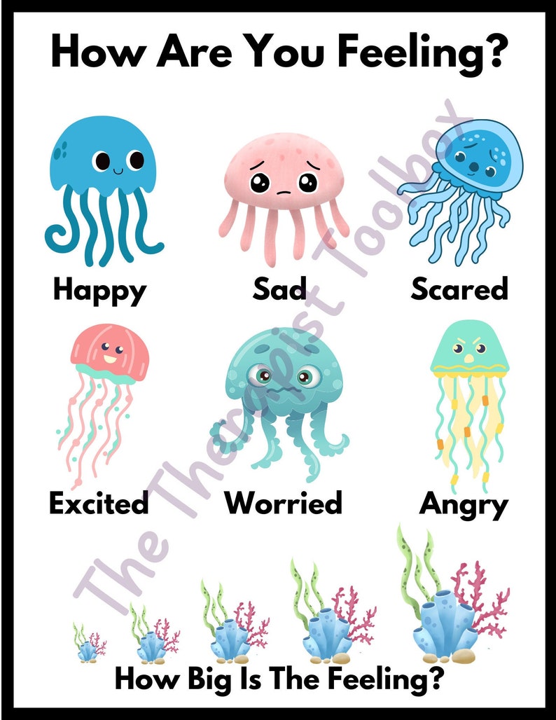 Cute Feelings Chart for Therapy or Teachers, Child Therapist Tools ...