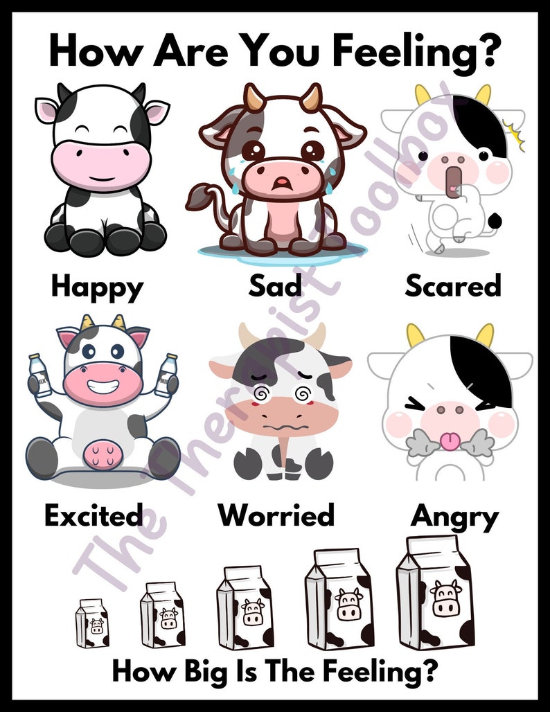 Cute Feelings Chart for Therapy or Teachers, Child Therapist Tools ...