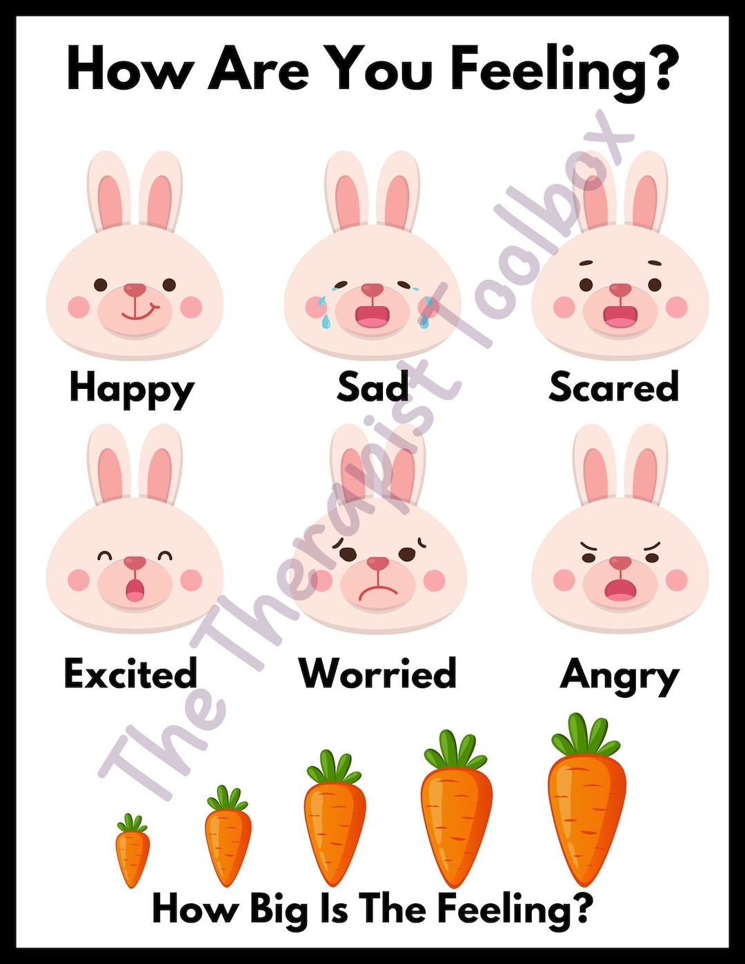 Cute Feelings Chart for Therapy or Teachers, Child Therapist Tools ...