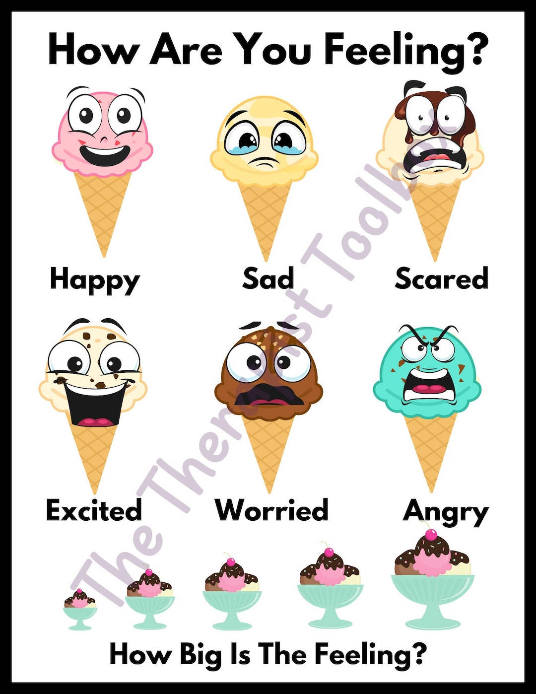 Cute Feelings Chart for Therapy or Teachers, Child Therapist Tools ...