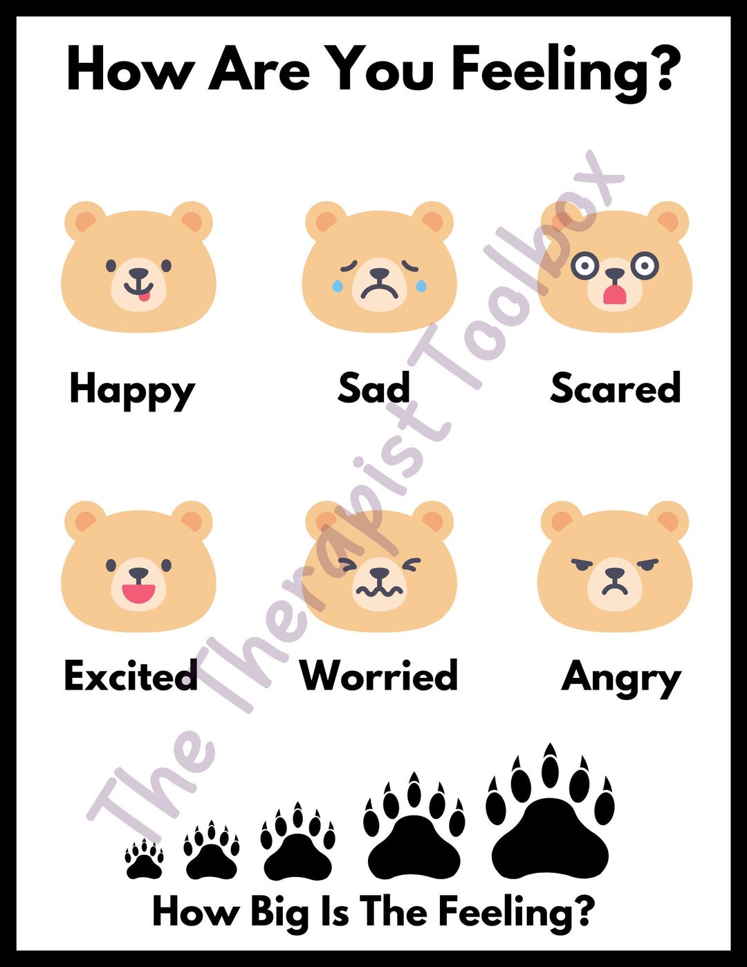 Cute Feelings Chart for Therapy or Teachers, Child Therapist Tools ...