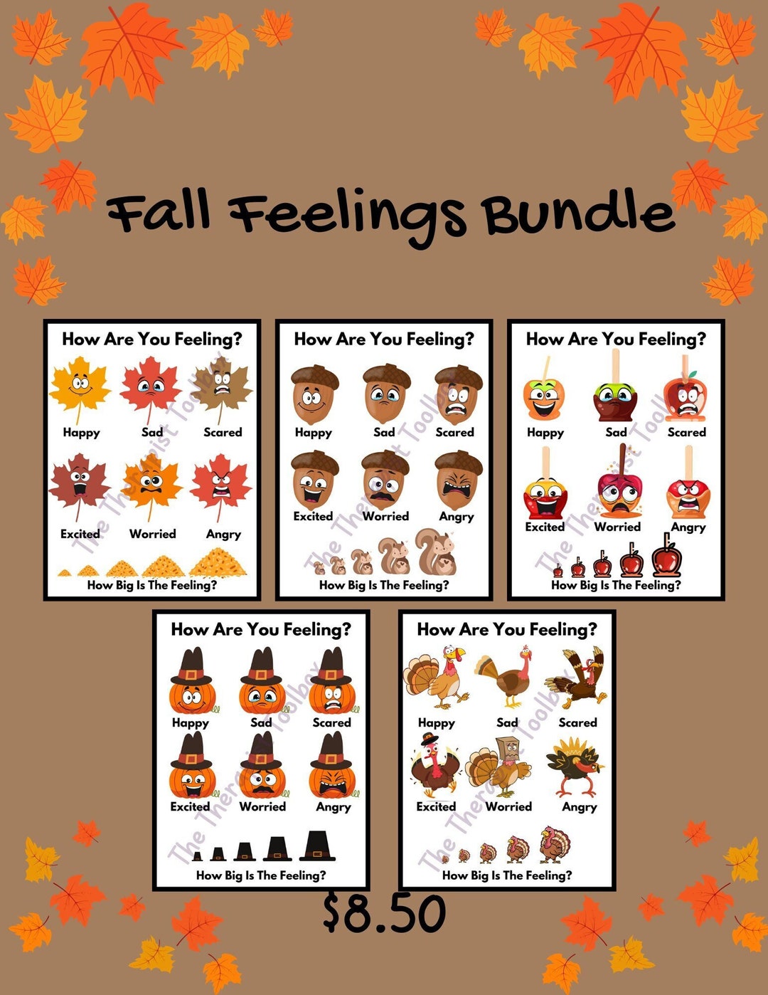 Cute Fall Themed Feelings Chart Bundle Feelings Chart for - Etsy