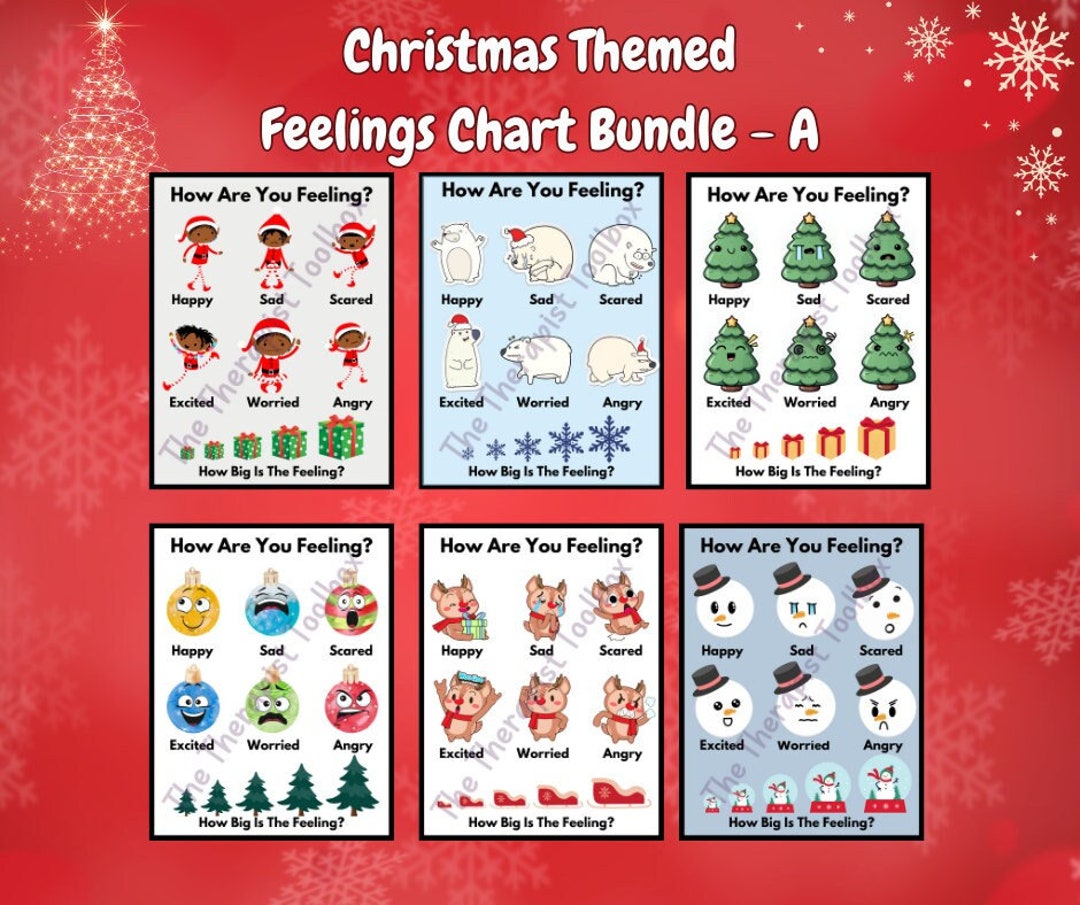 Christmas Feelings Chart, Emotions Chart, Play Therapy Tool, Counseling ...