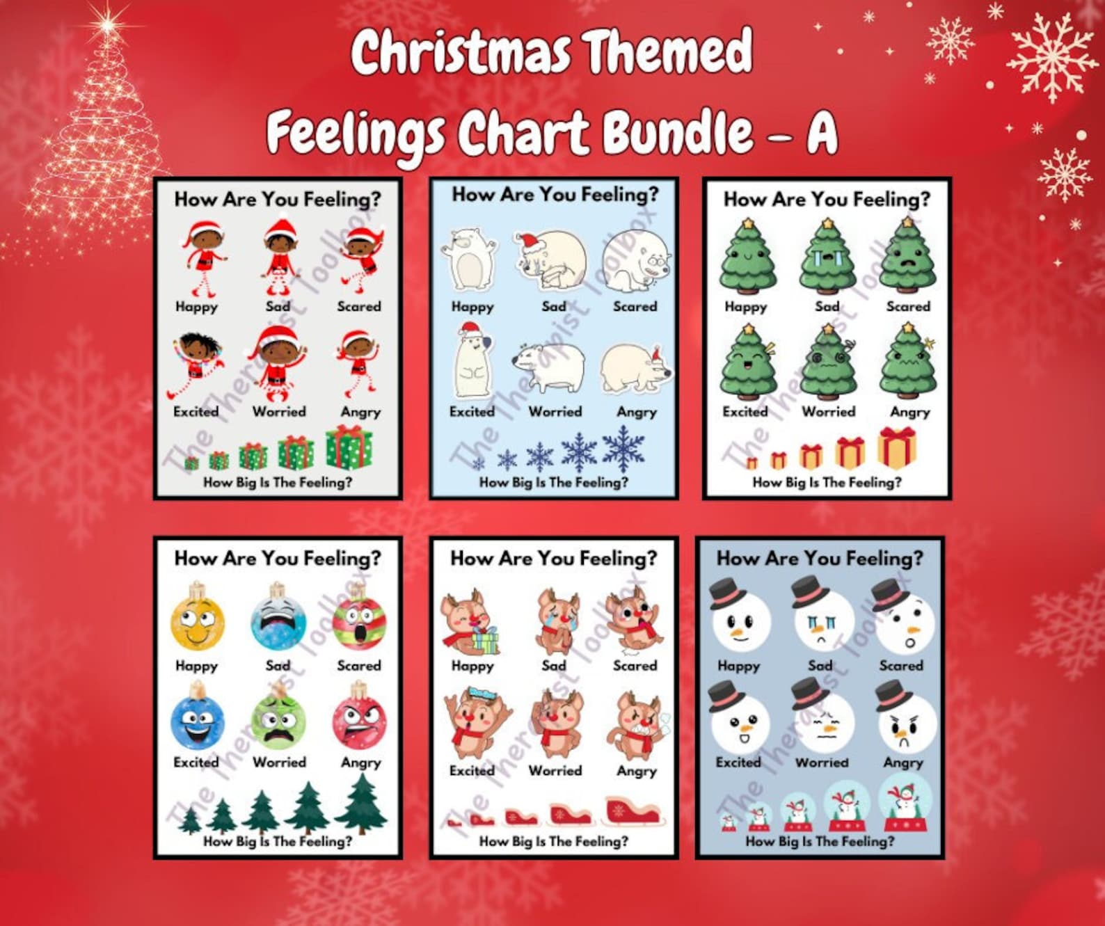 Christmas Feelings Chart, Emotions Chart, Play Therapy Tool, Counseling ...