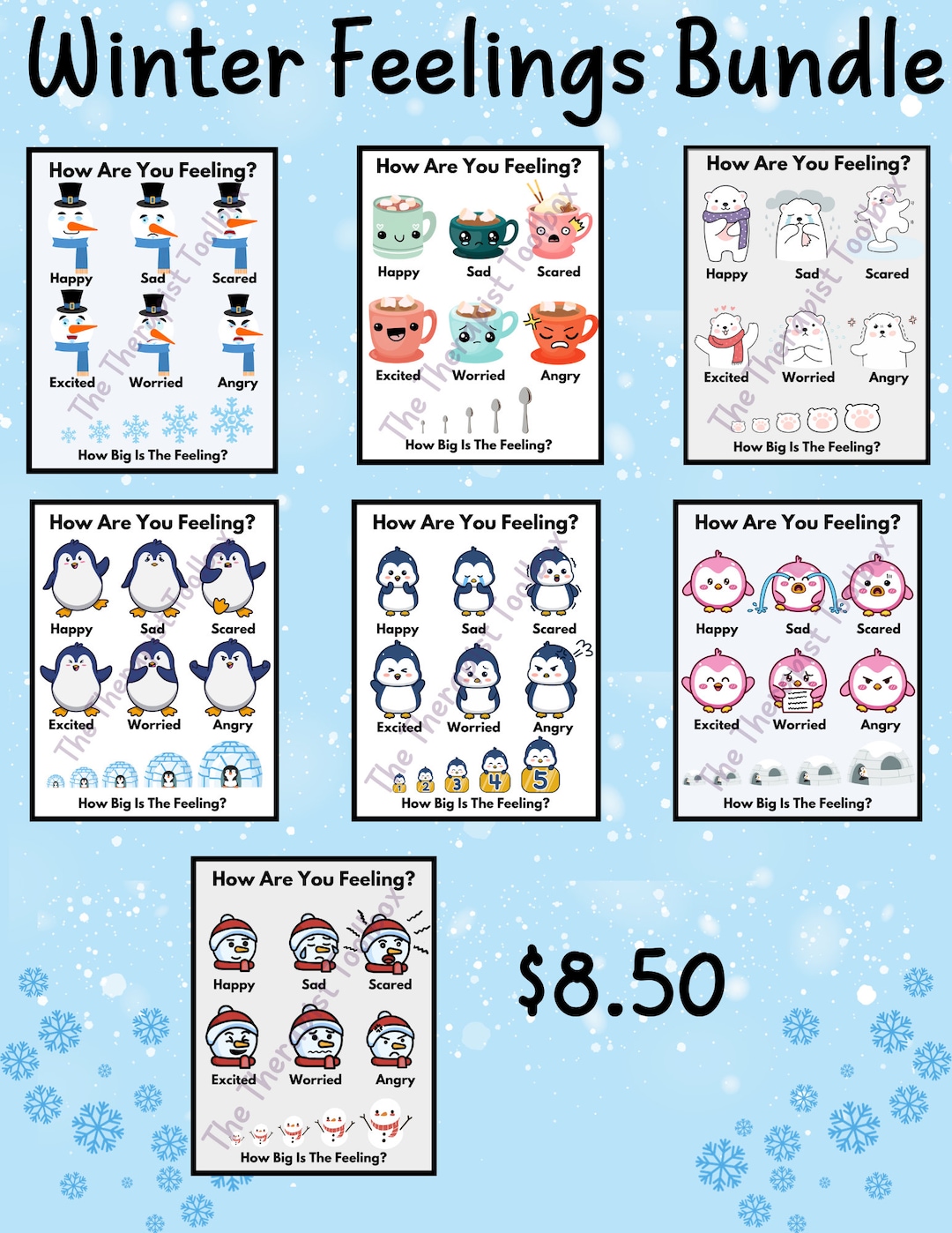 Feelings Chart Bundle, Winter Feelings Charts, Feelings Activity ...