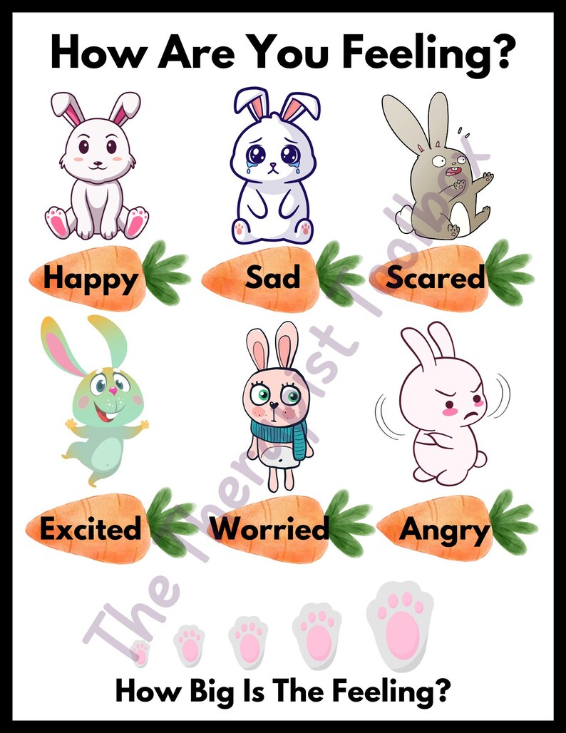 Cute Feelings Chart for Therapy, Child Therapist Tools, Counseling ...