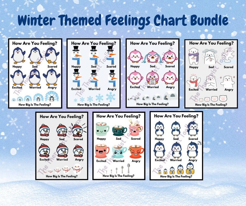 Feelings Chart Bundle, Winter Feelings Charts, Feelings Activity ...