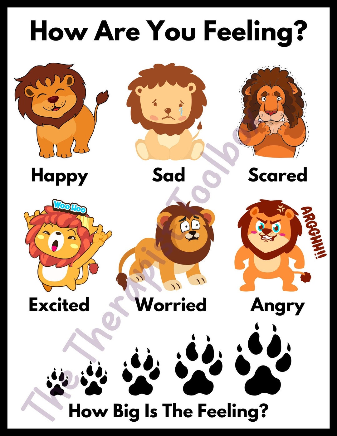 Cute Feelings Chart for Therapy or Teachers, Child Therapist Tools ...
