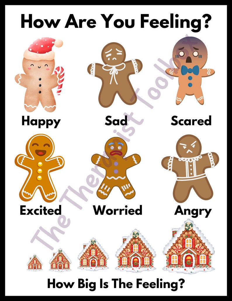 Christmas Feelings Chart, Emotions Chart, Play Therapy Tool, Counseling ...