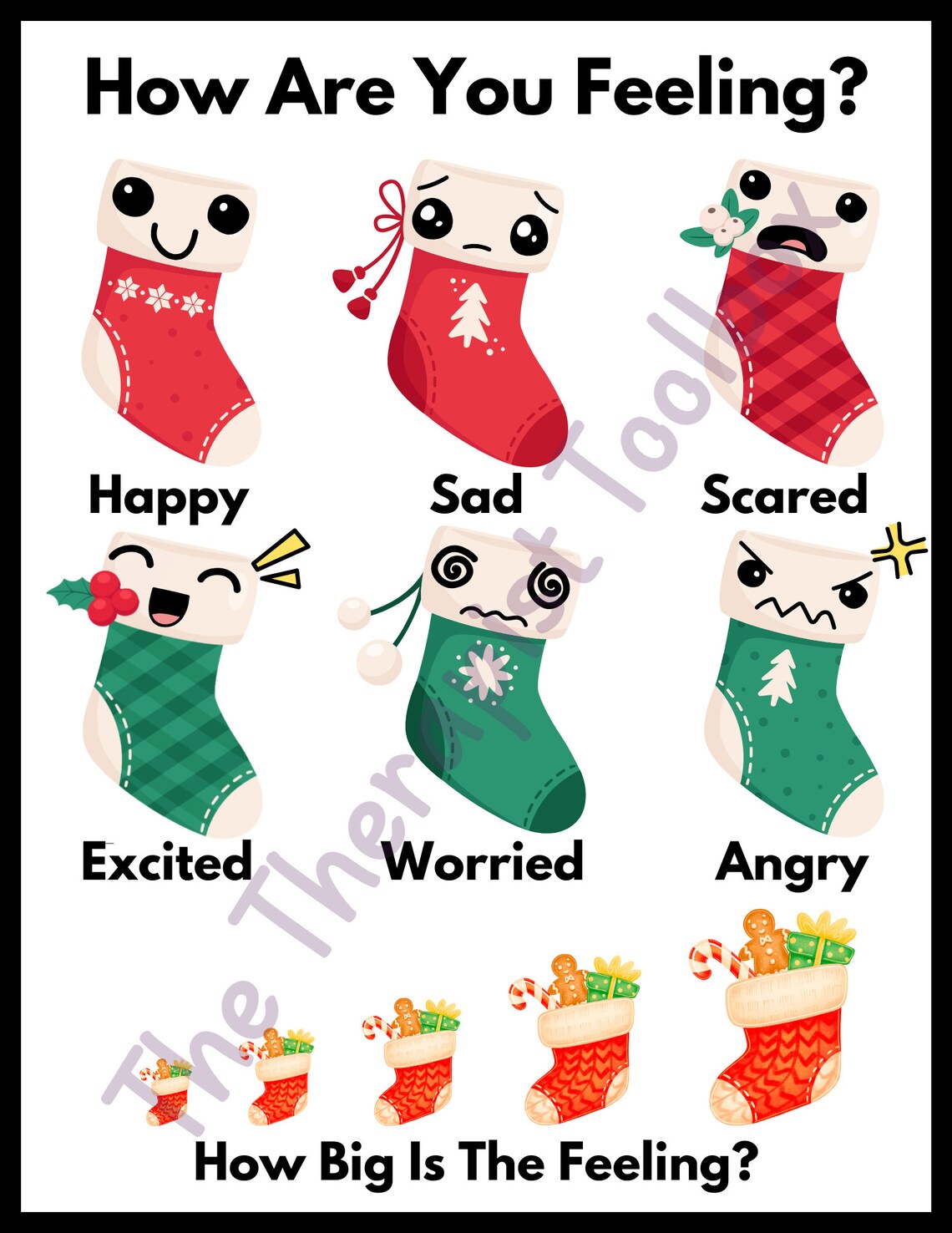 Christmas Feelings Chart, Emotions Chart, Play Therapy Tool, Counseling ...