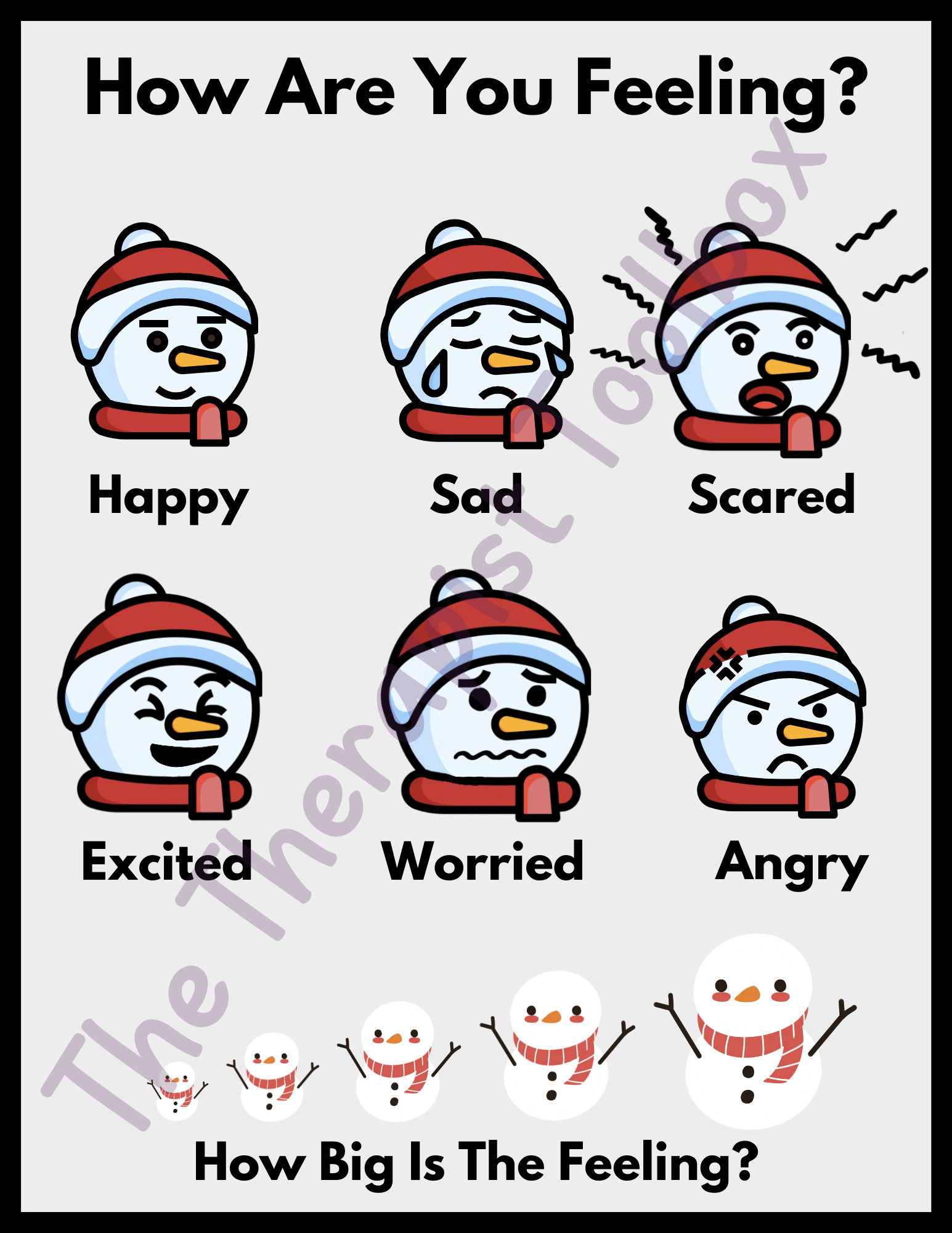 Christmas Feelings Chart, Emotions Chart, Play Therapy Tool, Counseling ...