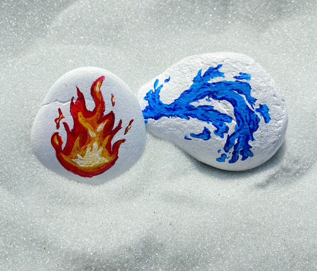 Hand Painted Fire and Water Elements for Sandtray Therapy - Etsy