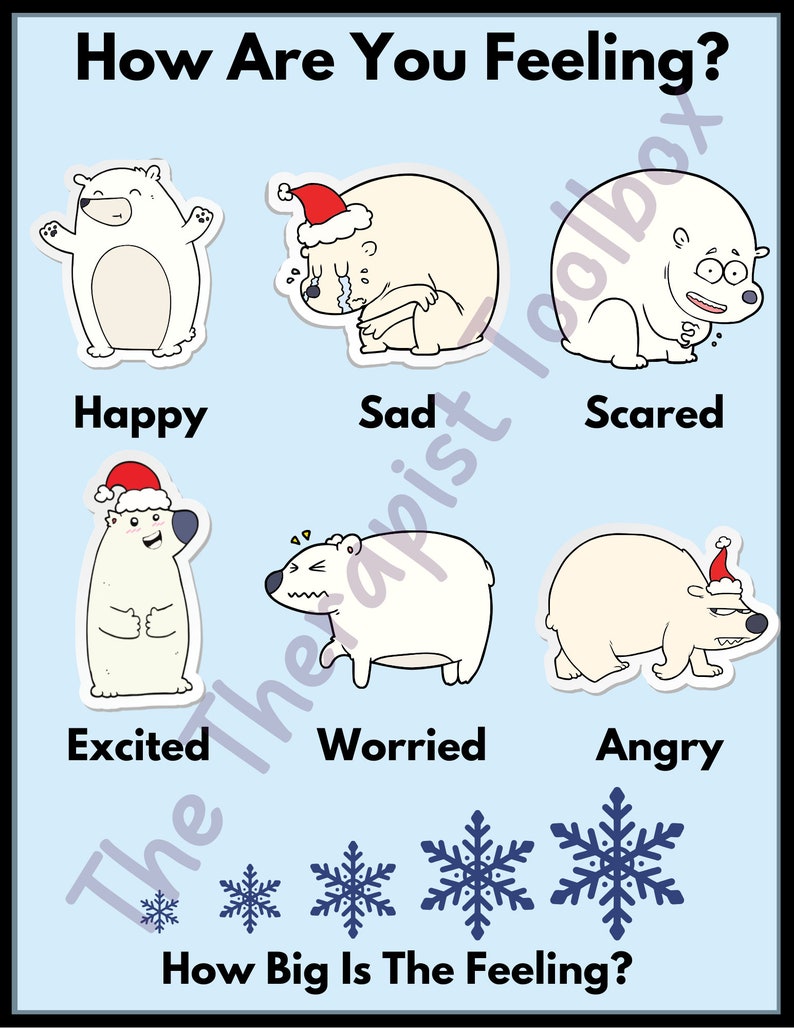 Christmas Feelings Chart, Emotions Chart, Play Therapy Tool, Counseling ...