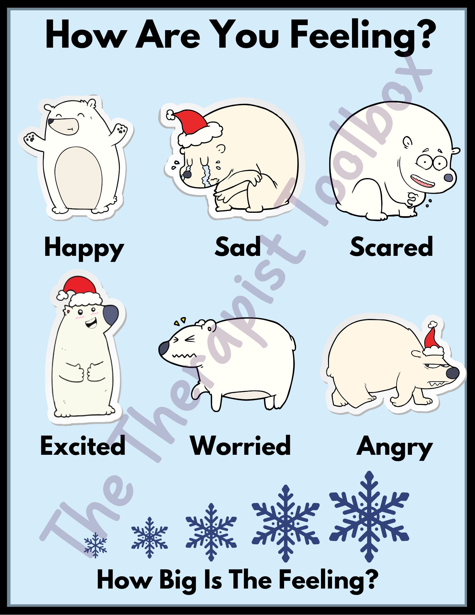 Christmas Feelings Chart, Emotions Chart, Play Therapy Tool, Counseling ...