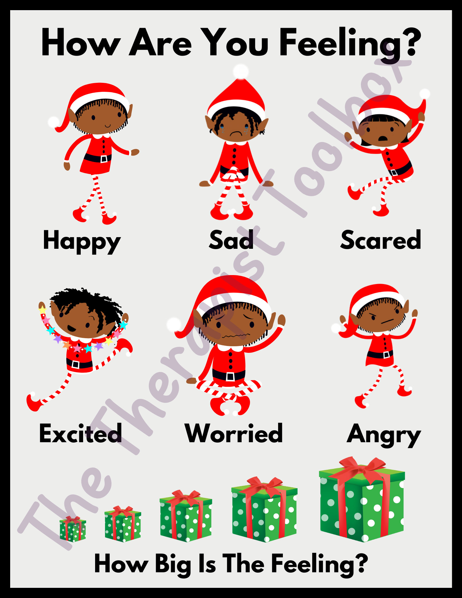 Christmas Feelings Chart, Emotions Chart, Play Therapy Tool, Counseling ...