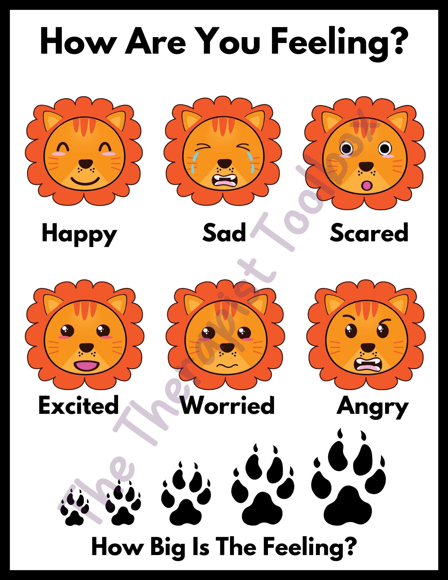 Cute Feelings Chart for Therapy or Teachers, Child Therapist Tools ...