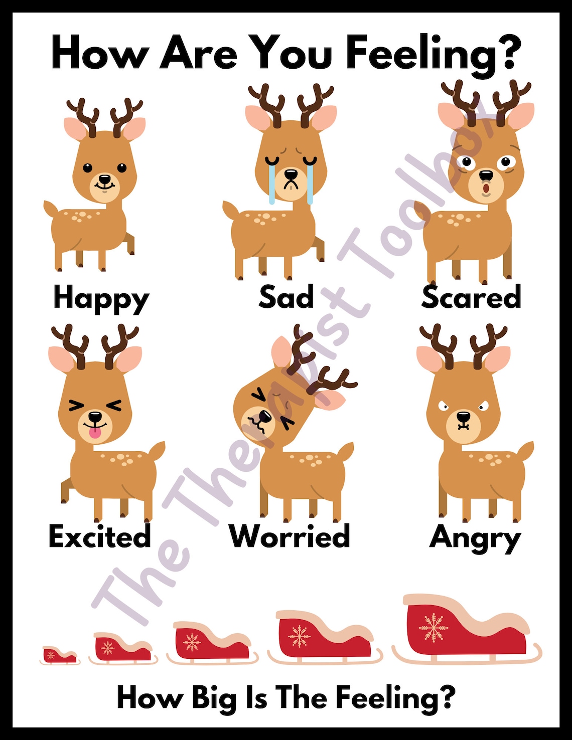Christmas Feelings Chart, Emotions Chart, Play Therapy Tool, Counseling ...