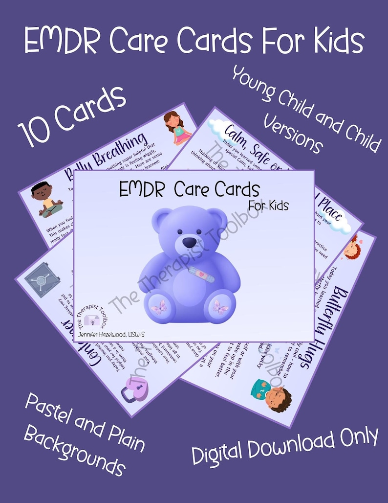 EMDR Care Cards for Kids, EMDR Handouts, EMDR Worksheets, Child Therapy ...