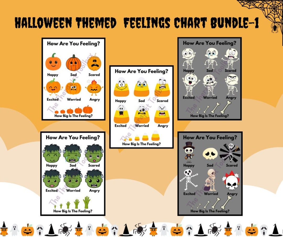 Cute Halloween Feelings Charts Bundle - 1. Feelings Charts, Emotions ...