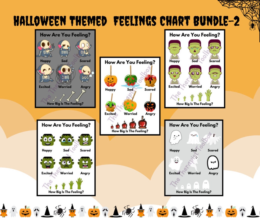 Cute Halloween Feelings Chart Bundle, Feelings Charts, Halloween ...