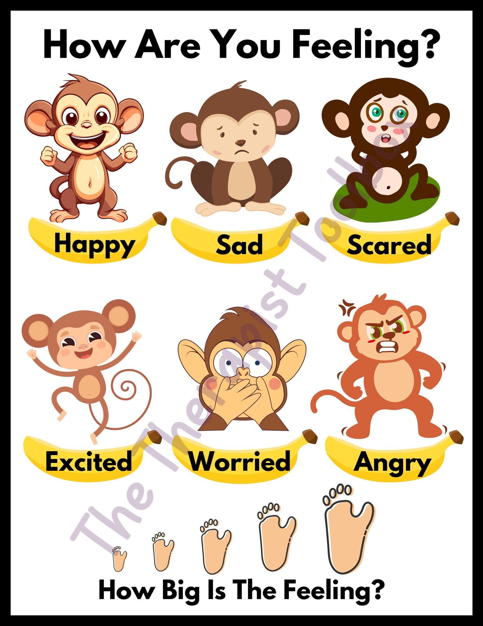 Cute Feelings Chart for Therapy, Child Therapist Tools, Counseling ...