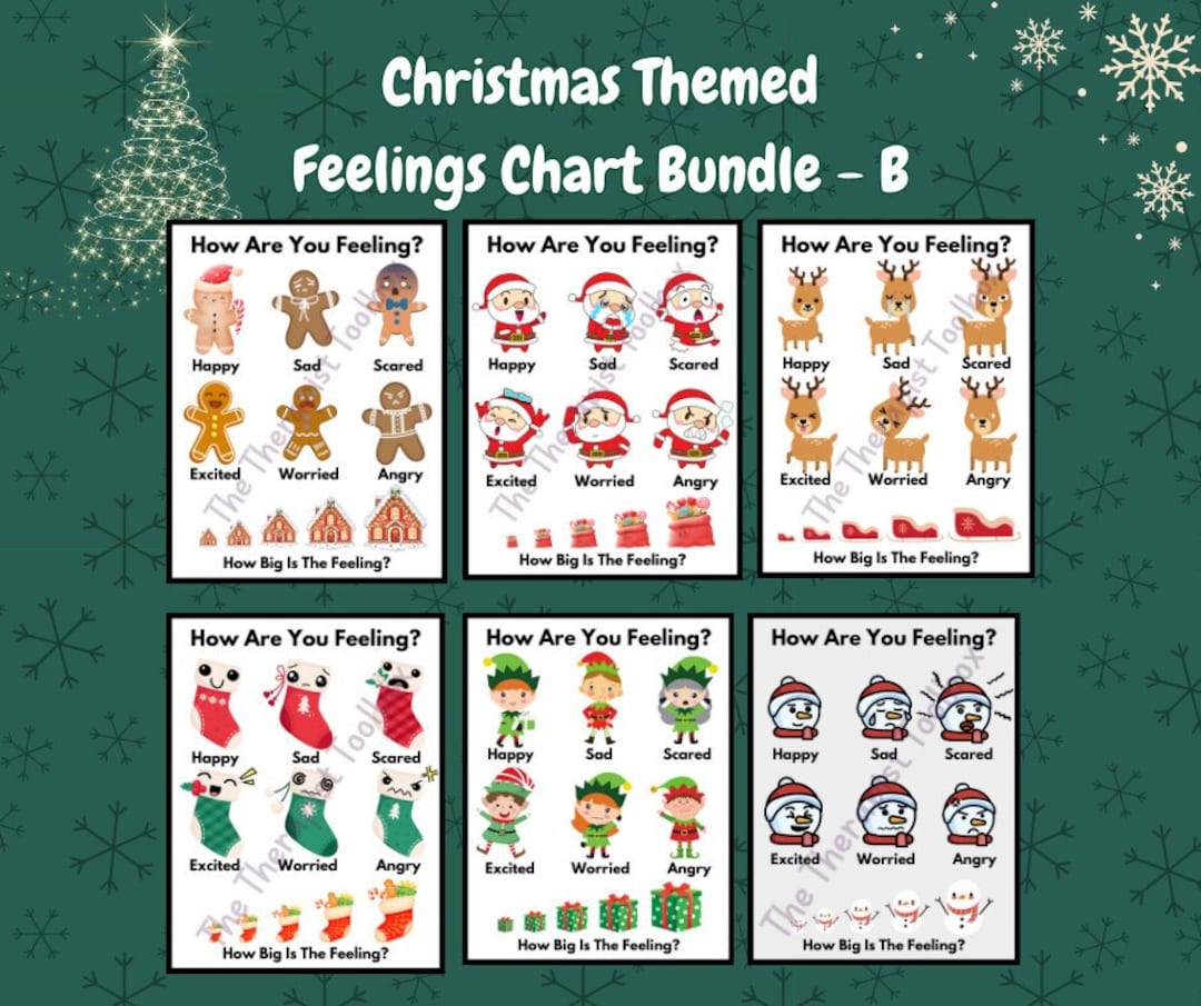 Christmas Feelings Chart, Emotions Chart, Play Therapy Tool, Counseling ...