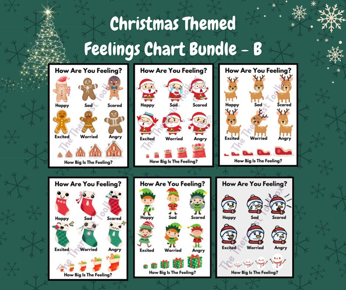 Christmas Feelings Chart, Emotions Chart, Play Therapy Tool, Counseling ...