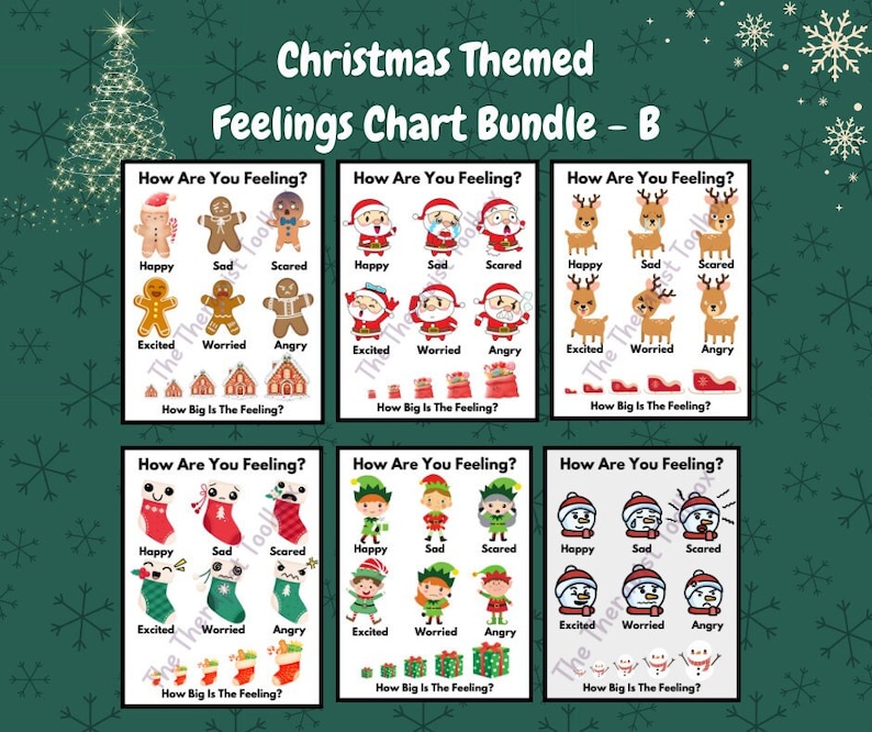 Christmas Feelings Chart, Emotions Chart, Play Therapy Tool, Counseling ...