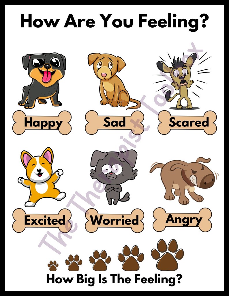 Cute Feelings Chart for Therapy, Child Therapist Tools, Counseling ...