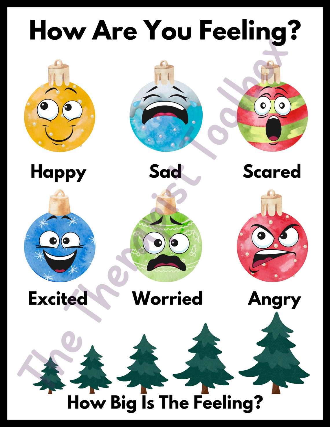 Christmas Feelings Chart, Emotions Chart, Play Therapy Tool, Counseling ...