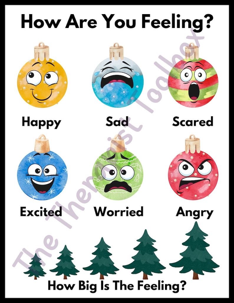 Christmas Feelings Chart, Emotions Chart, Play Therapy Tool, Counseling ...