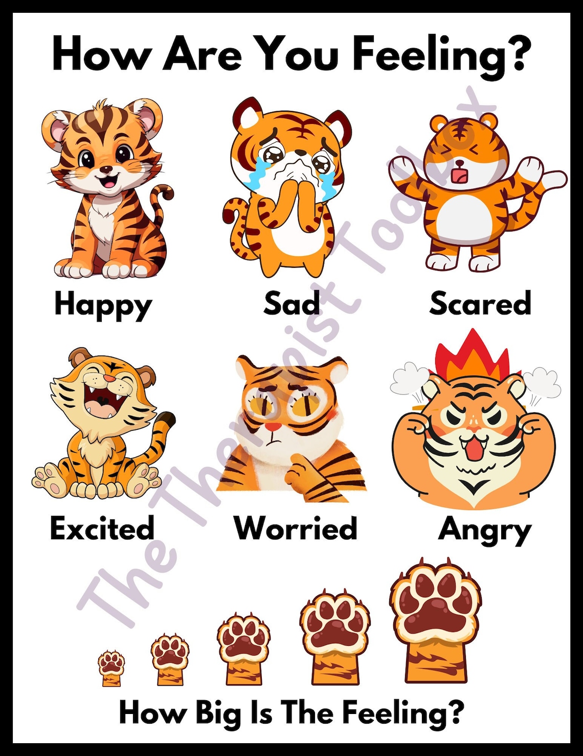 Cute Feelings Chart for Therapy or Teachers, Child Therapist Tools ...